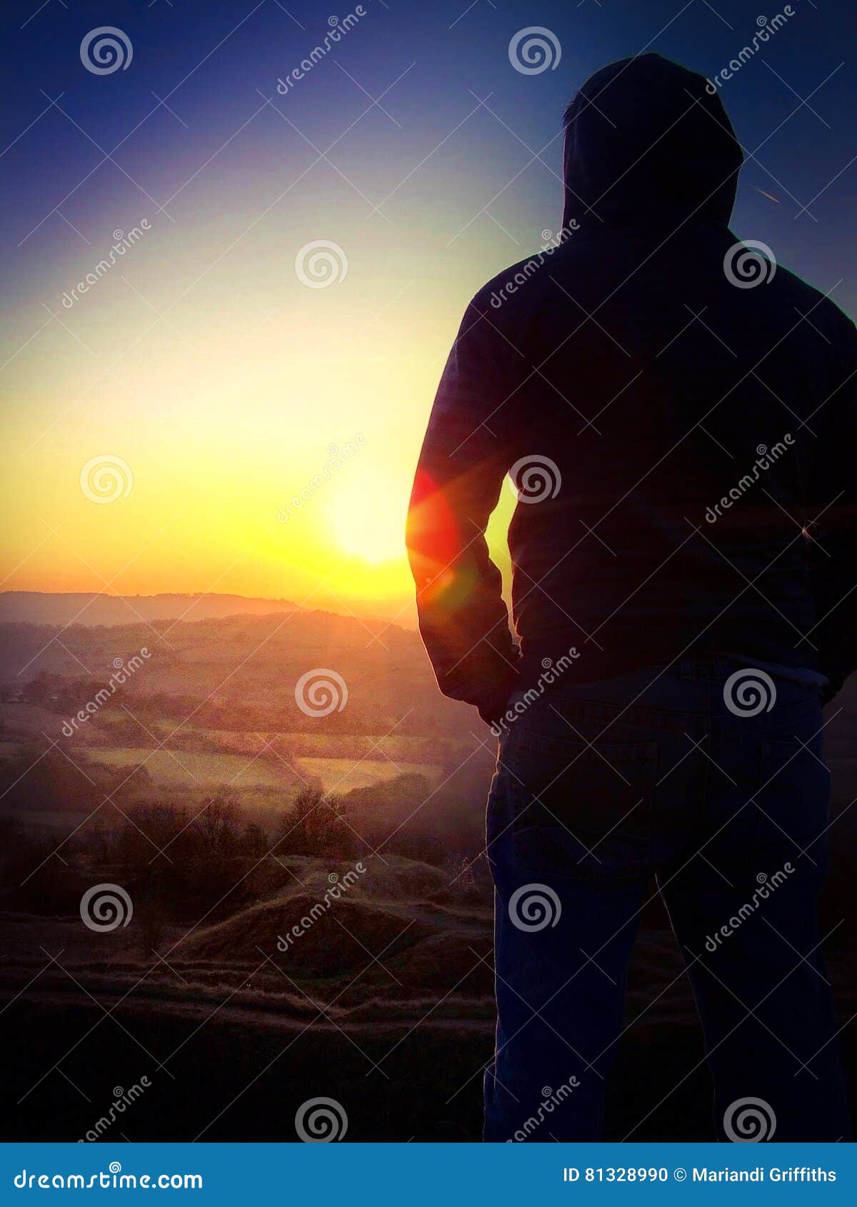 Man looking at sunset stock photo. Image of looking, sunset - 81328990