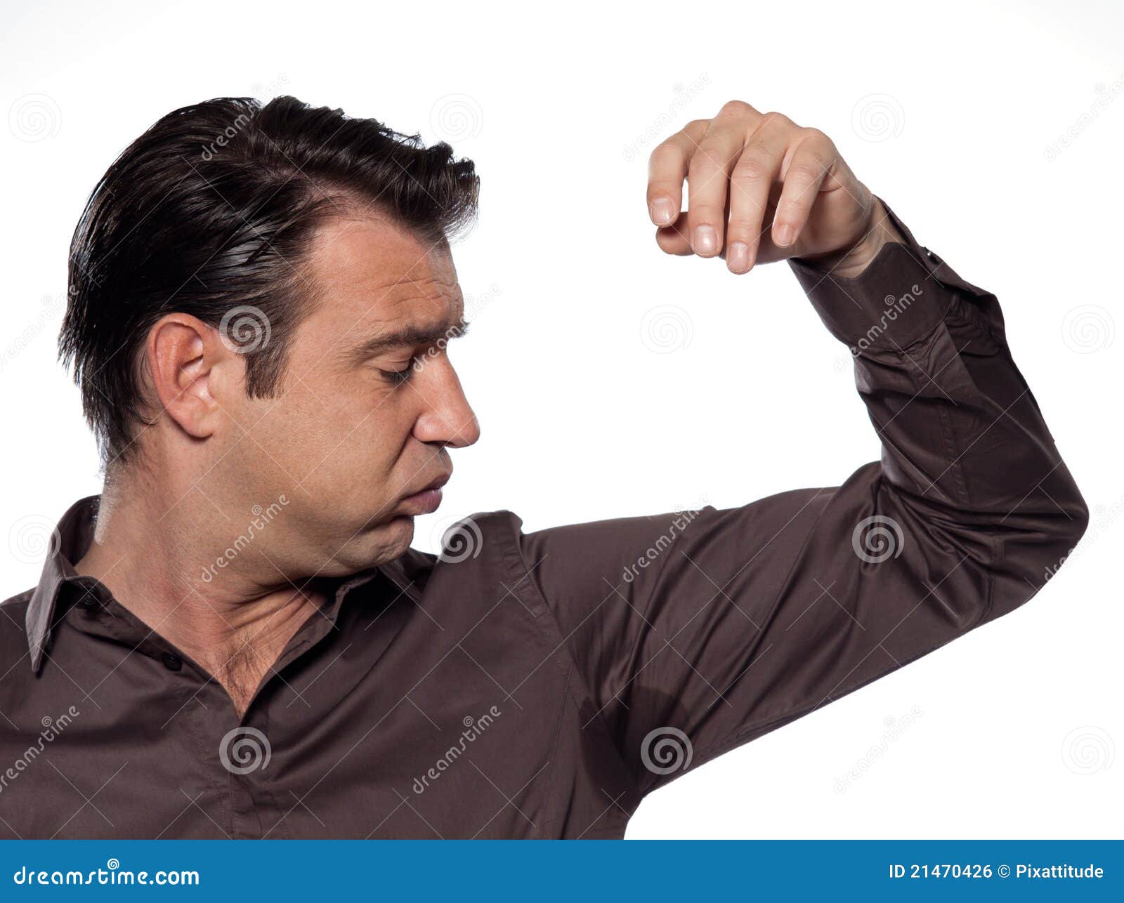 One Man Sweat Stain Perspire Drying Shirt Royalty-Free Stock ...