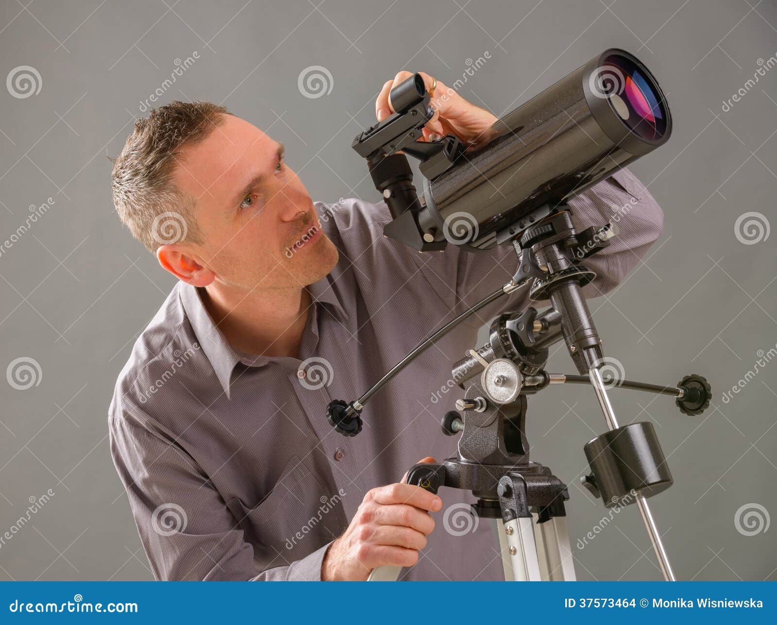 Man Looking through Telescope Stock Photo - Image of distance, pretty ...