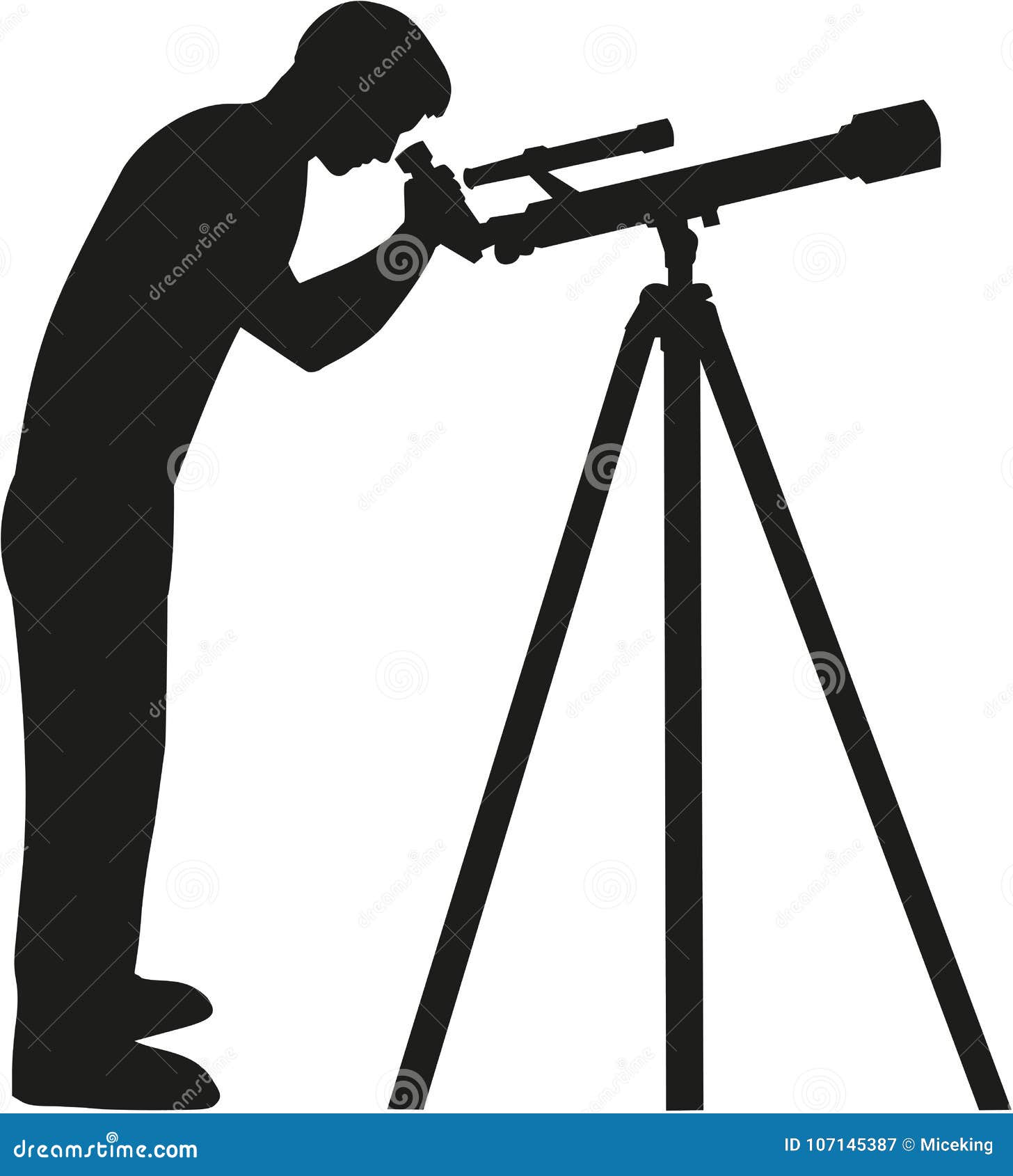 Looking Through Telescope Illustration