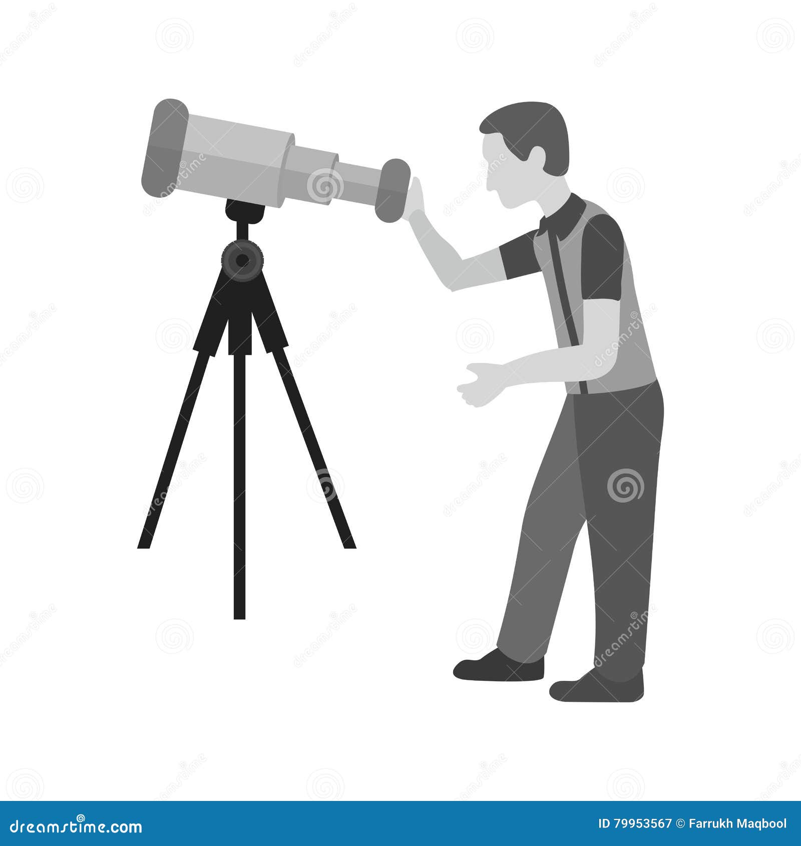 Man Looking through Telescope Stock Vector - Illustration of telescope ...