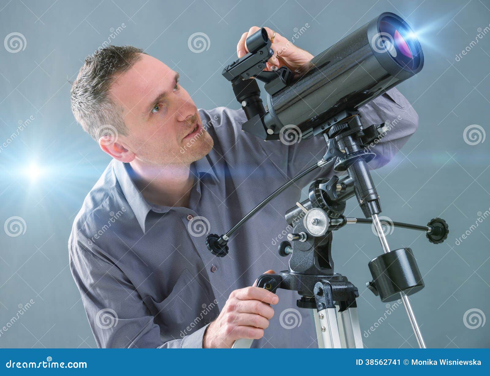Man Looking through Telescope Stock Image - Image of maksutov ...