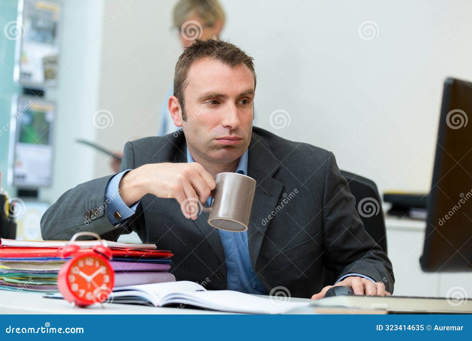 Man Looking Tired in Office Stock Image - Image of entrepreneur, bored ...