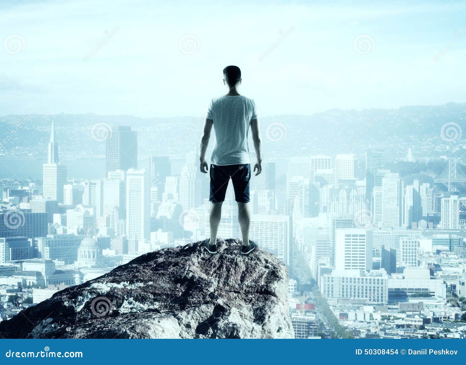 Man looking to city stock photo. Image of high, active - 50308454