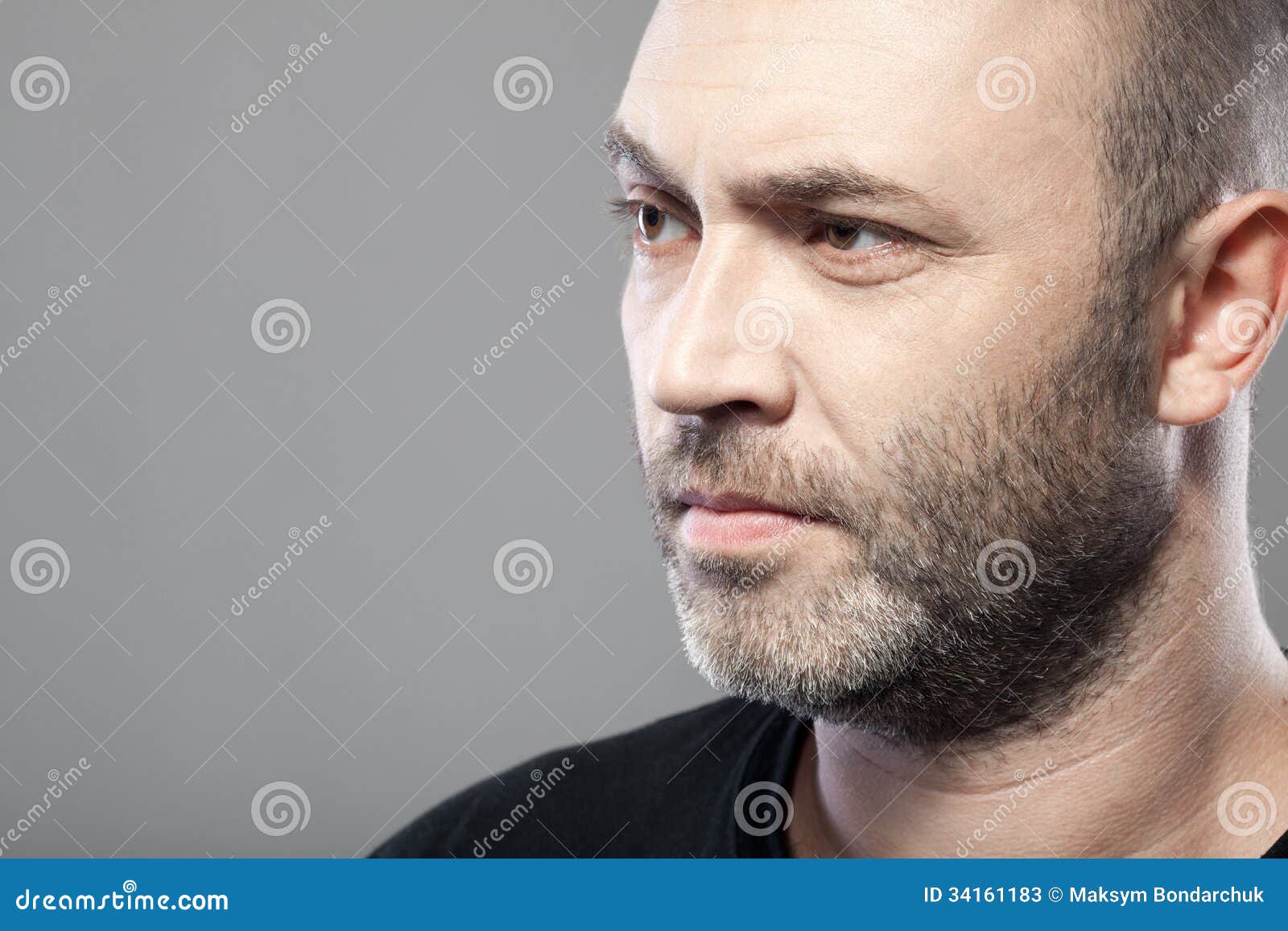 Man Looking To the Left Isolated on Gray Background Stock Image - Image ...