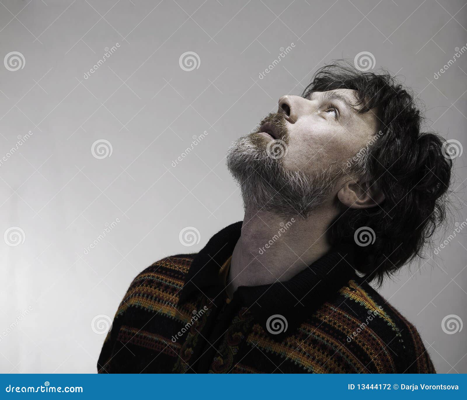 Man looking to the light stock photo. Image of male, beard - 13444172