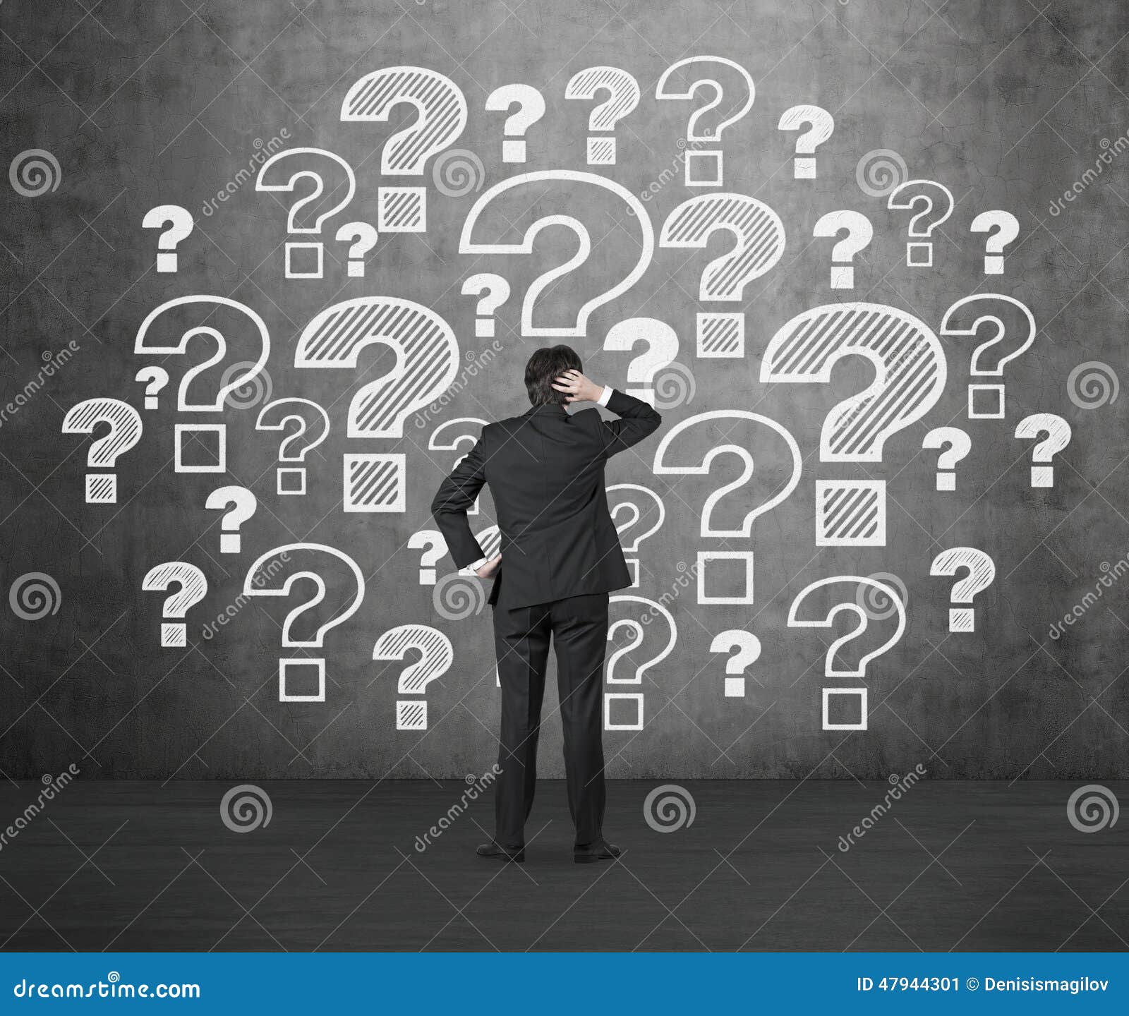 Man Looking To Question Marks Stock Image - Image of dreaming, icon ...