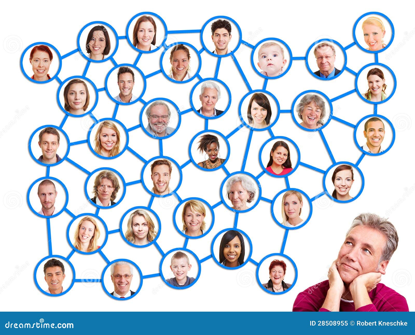 Man Looking To Social Network Group Stock Image - Image of people ...