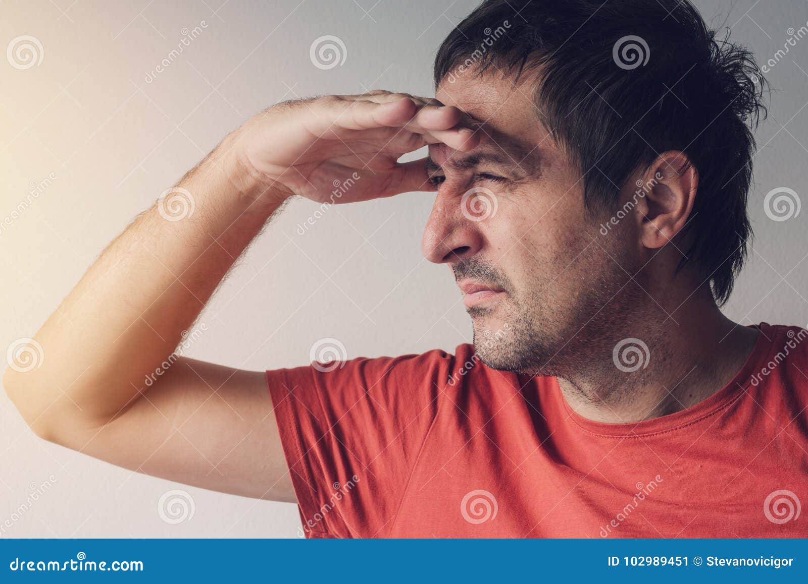 Man Looking Towards the Bright Light Source Stock Image - Image of ...