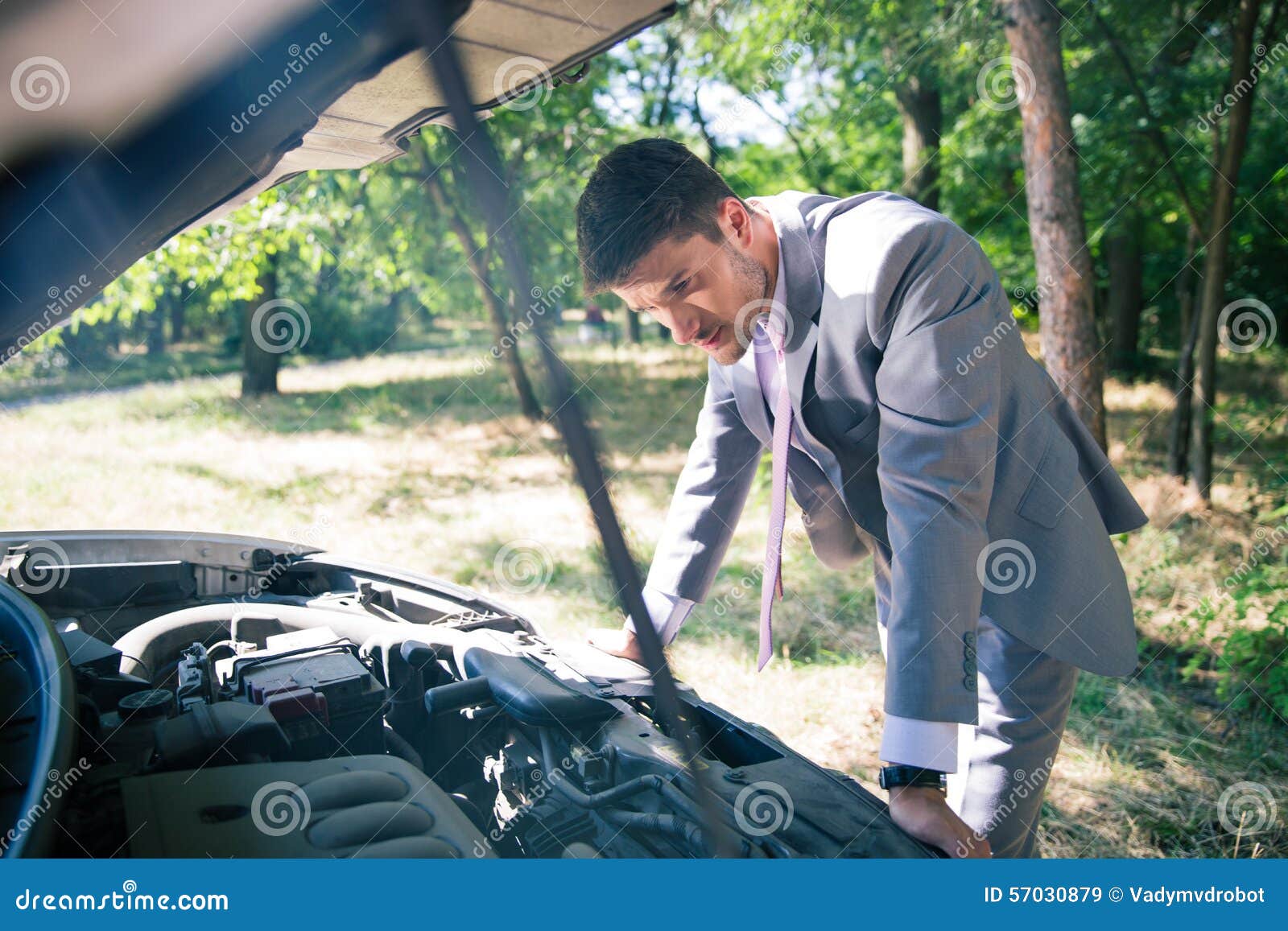 Man Looking Under the Hood of Car Stock Image - Image of people, driver ...
