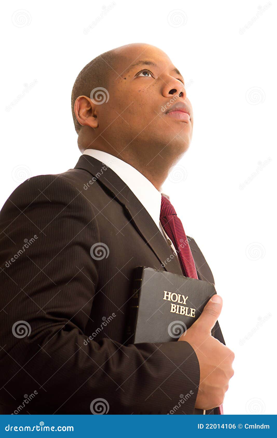 Man Looking Up Holding the Bible Stock Photo - Image of holy, salvation ...