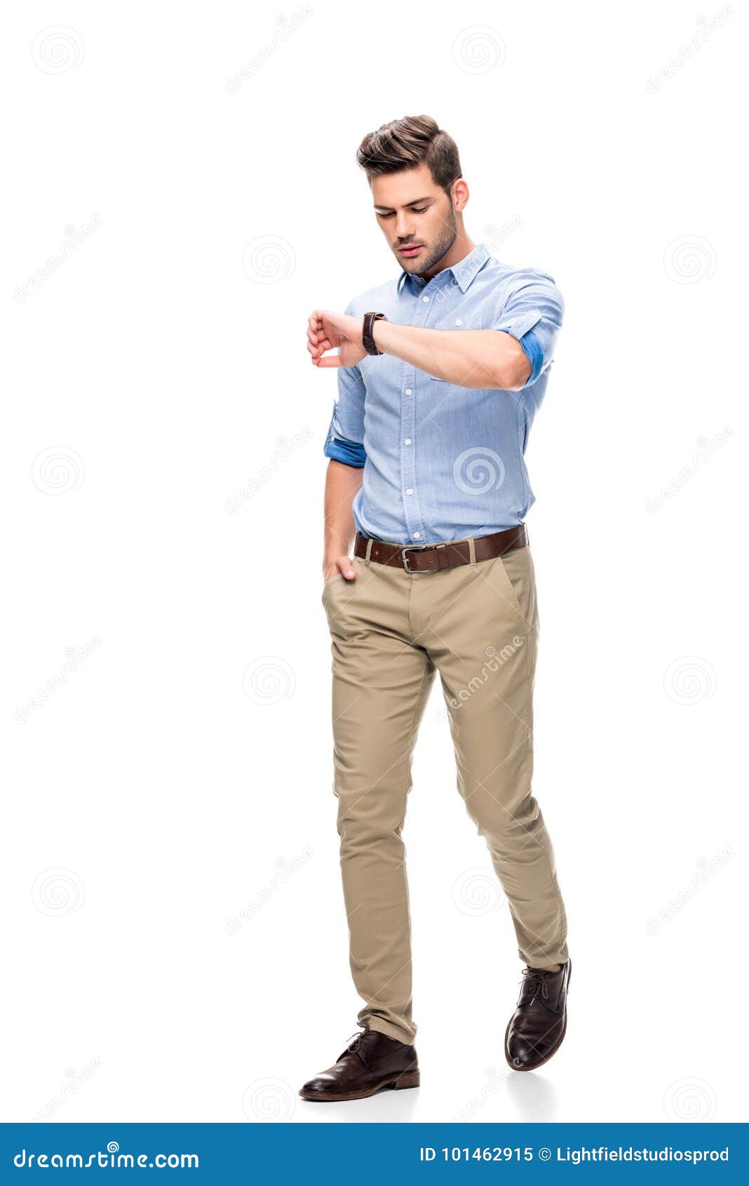 Man looking at watch stock image. Image of hairstyle - 101462915