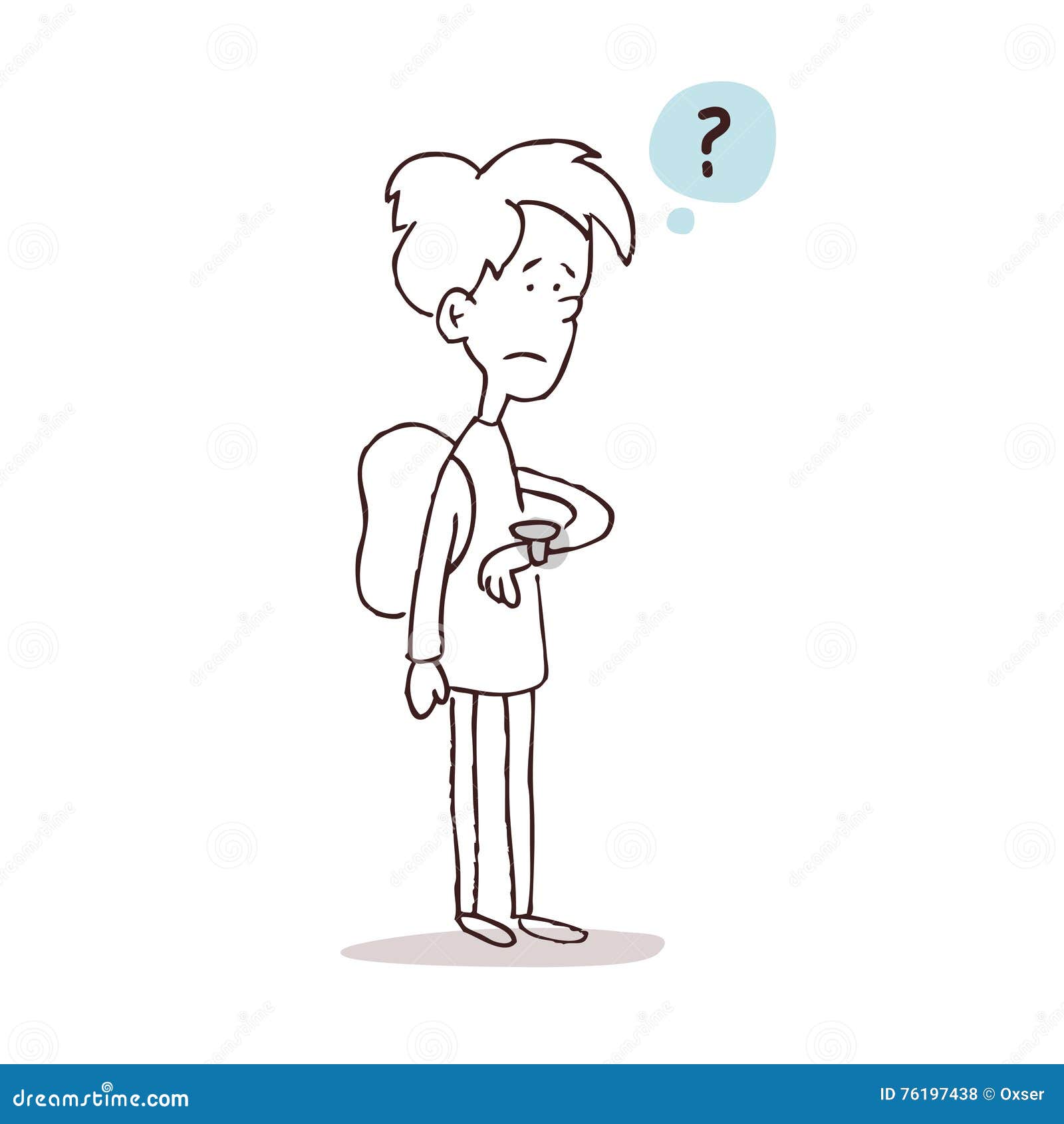 Man Look At Watch Cartoon Vector Illustration | CartoonDealer.com #41094742