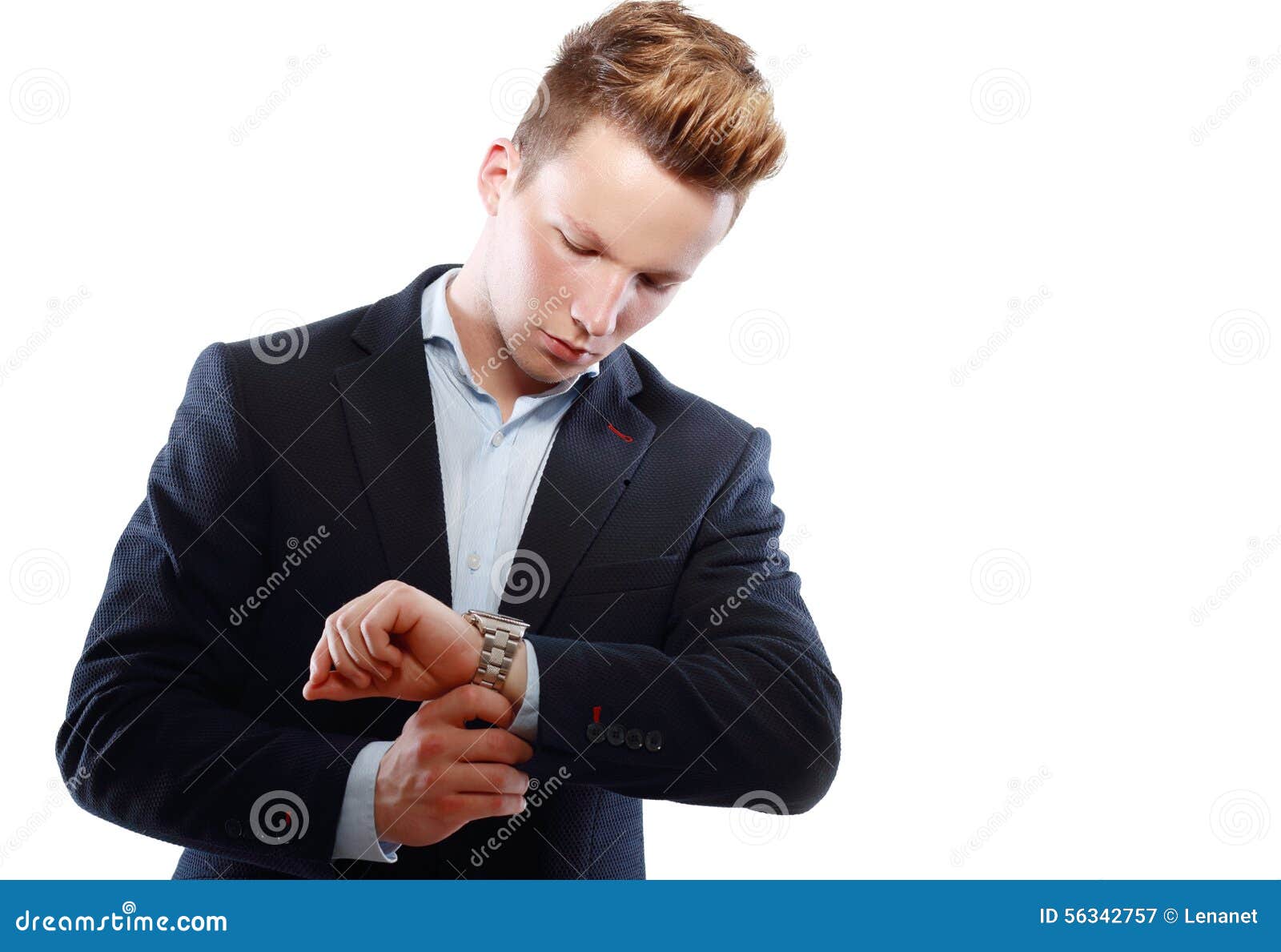 Man looking at watch stock image. Image of necktie, professional - 56342757