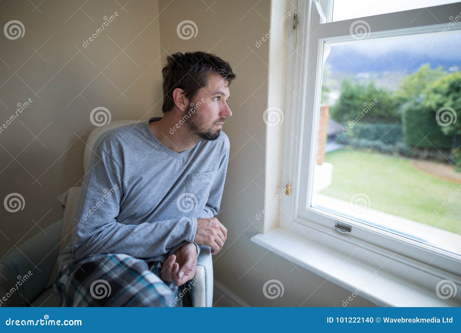 Man Looking through the Window Stock Photo - Image of chair, casual ...