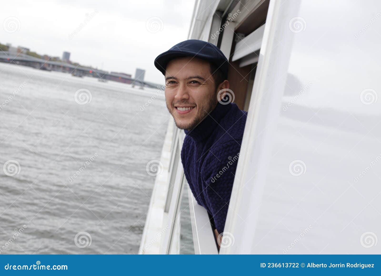 Man Looking through Window in Ship Stock Photo - Image of cabin, ocean ...