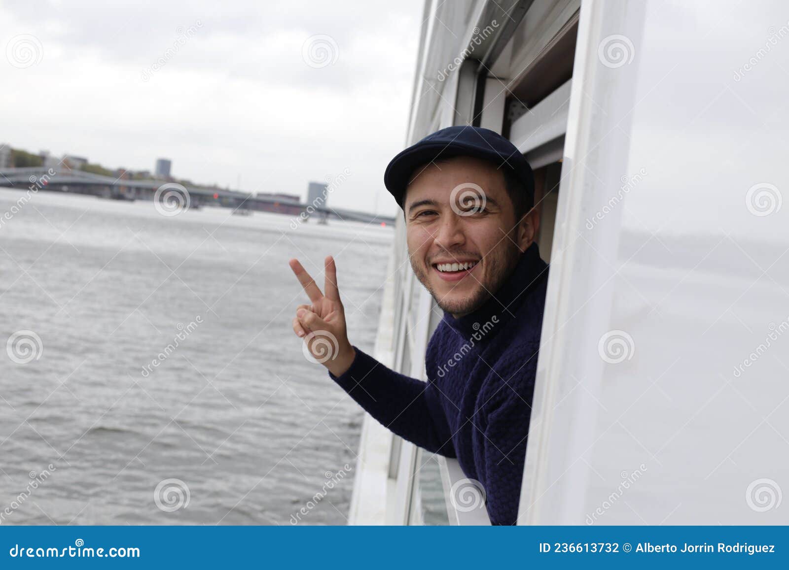 Man Looking through Window in Ship Stock Photo - Image of deck, cabin ...