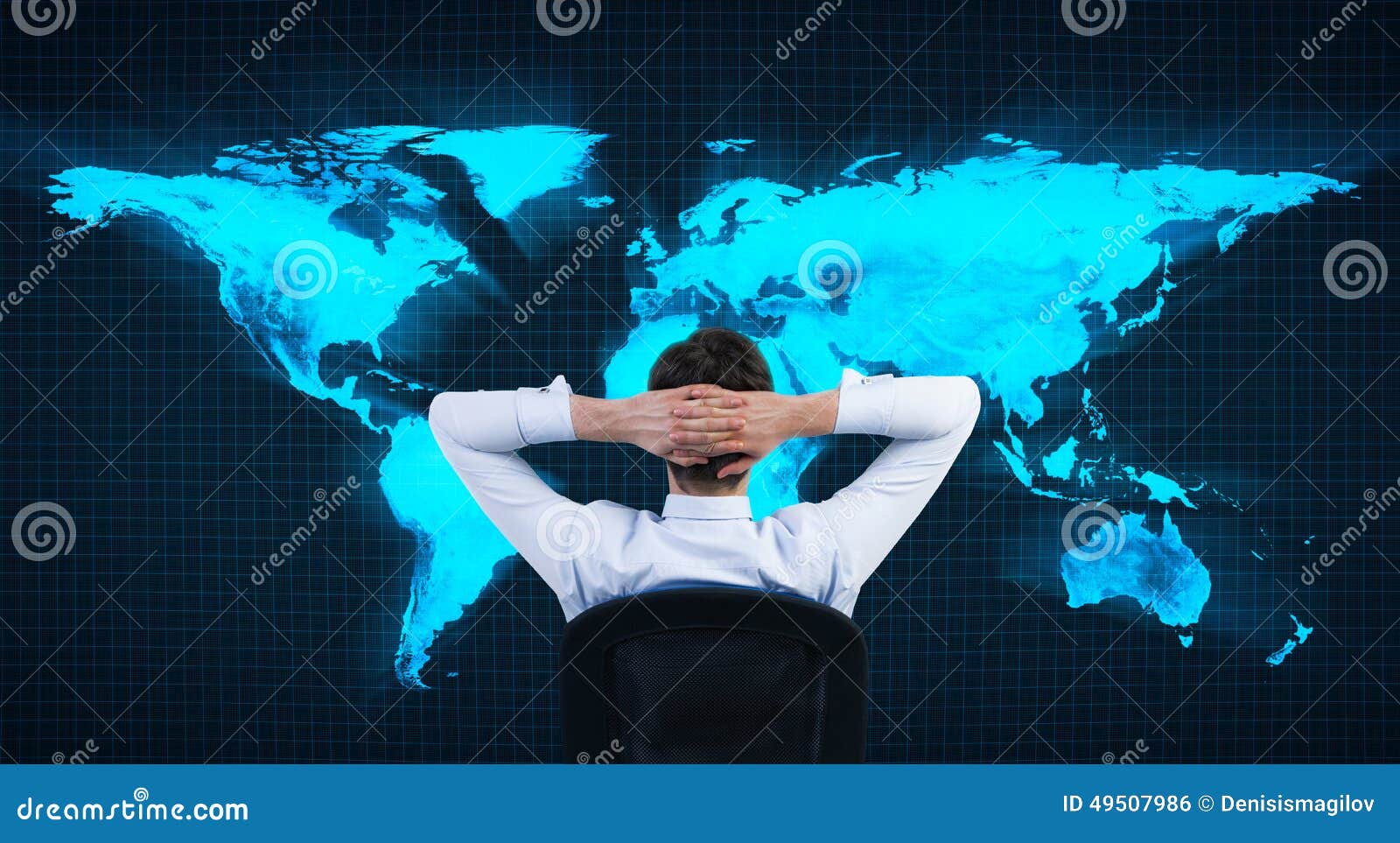 Man looking on world map stock photo. Image of creativity - 49507986