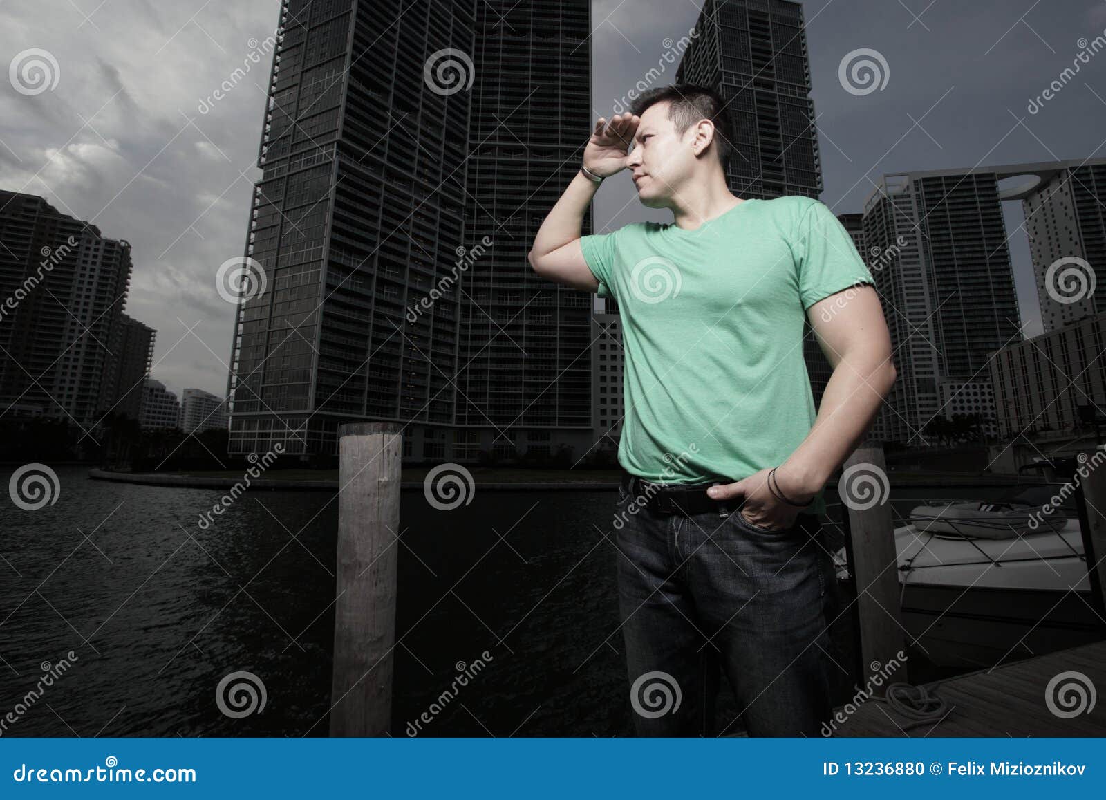 Man on the lookout stock photo. Image of handsome, male - 13236880