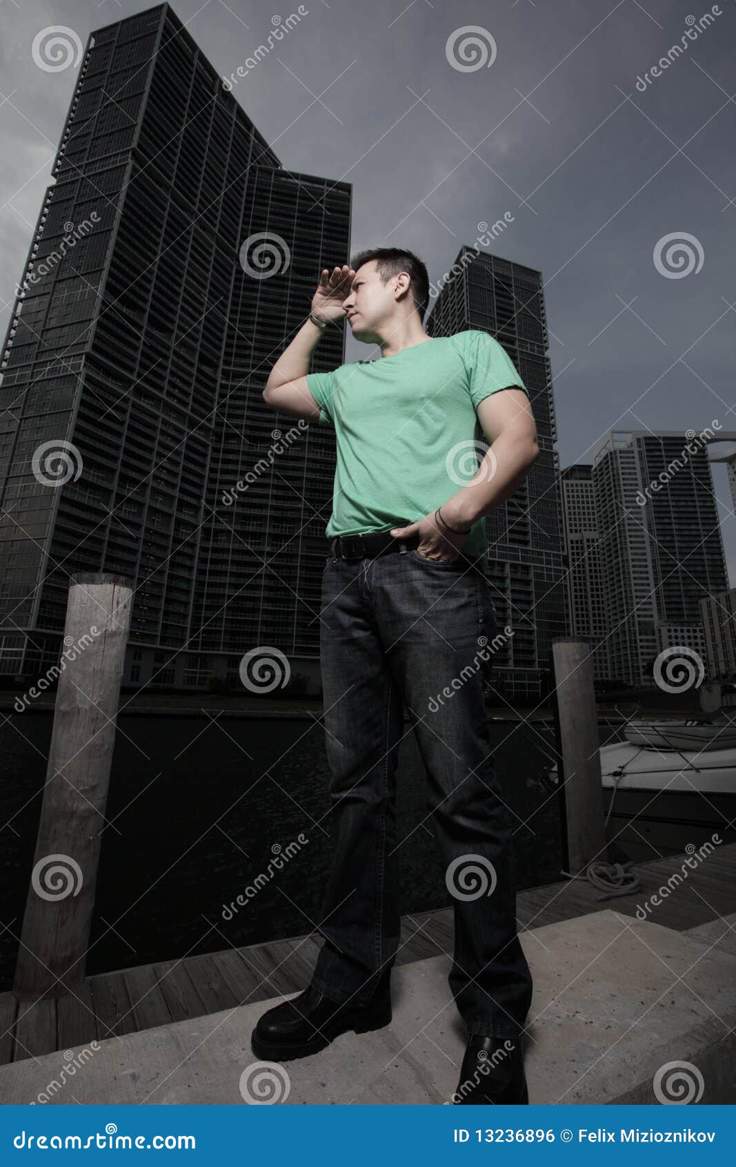 Man on the lookout stock photo. Image of building, tall - 13236896