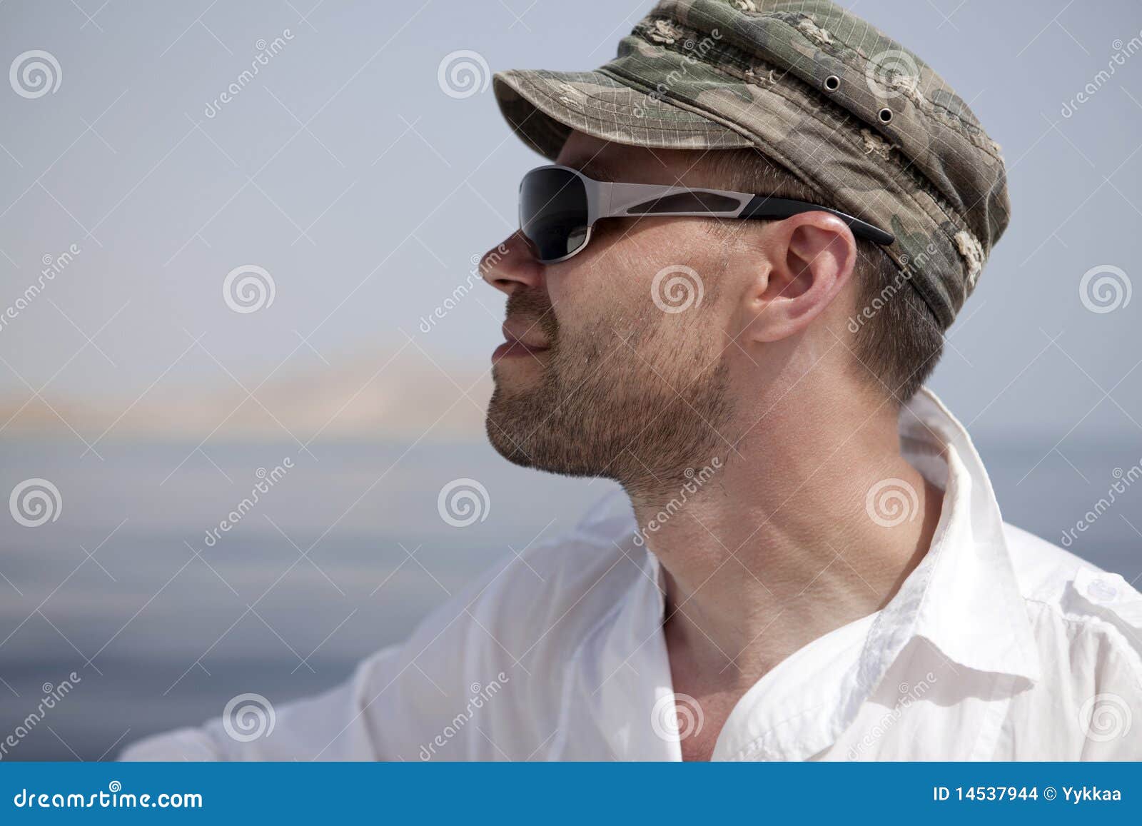 Man Looks into the Distance. Stock Photo - Image of boat, water: 14537944