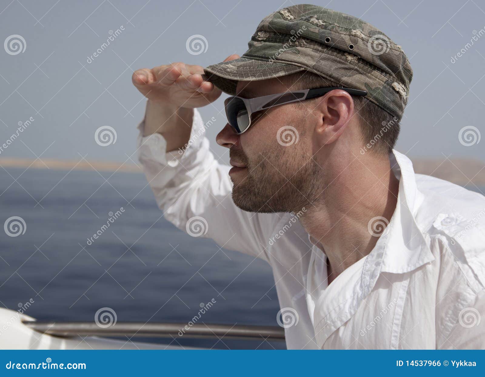 Man Looks into the Distance. Stock Photo - Image of watching, fedora ...