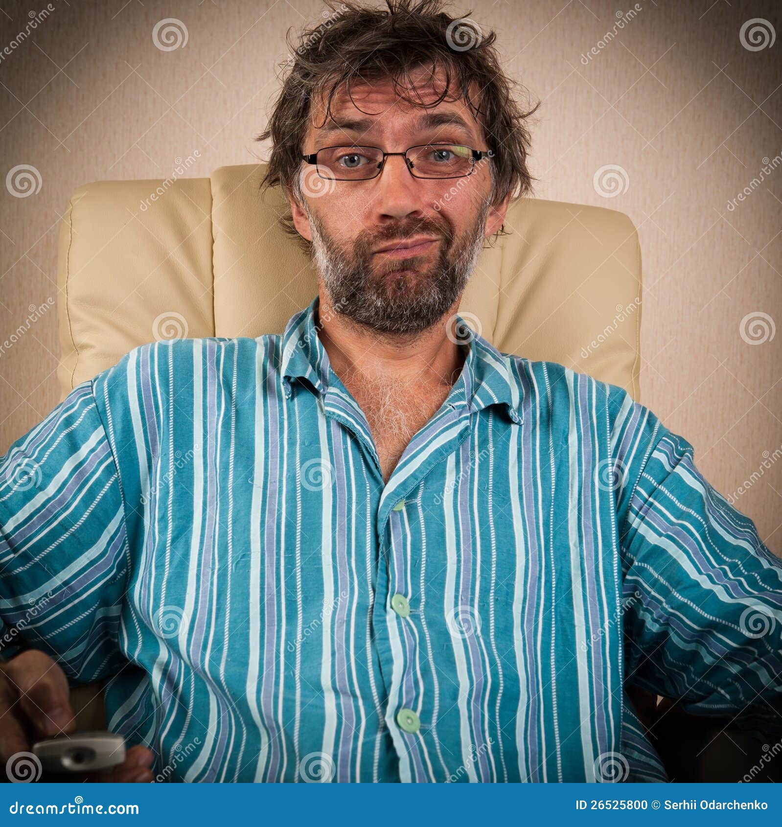 Man Looks Improbable Show on TV Stock Photo - Image of home, adult ...