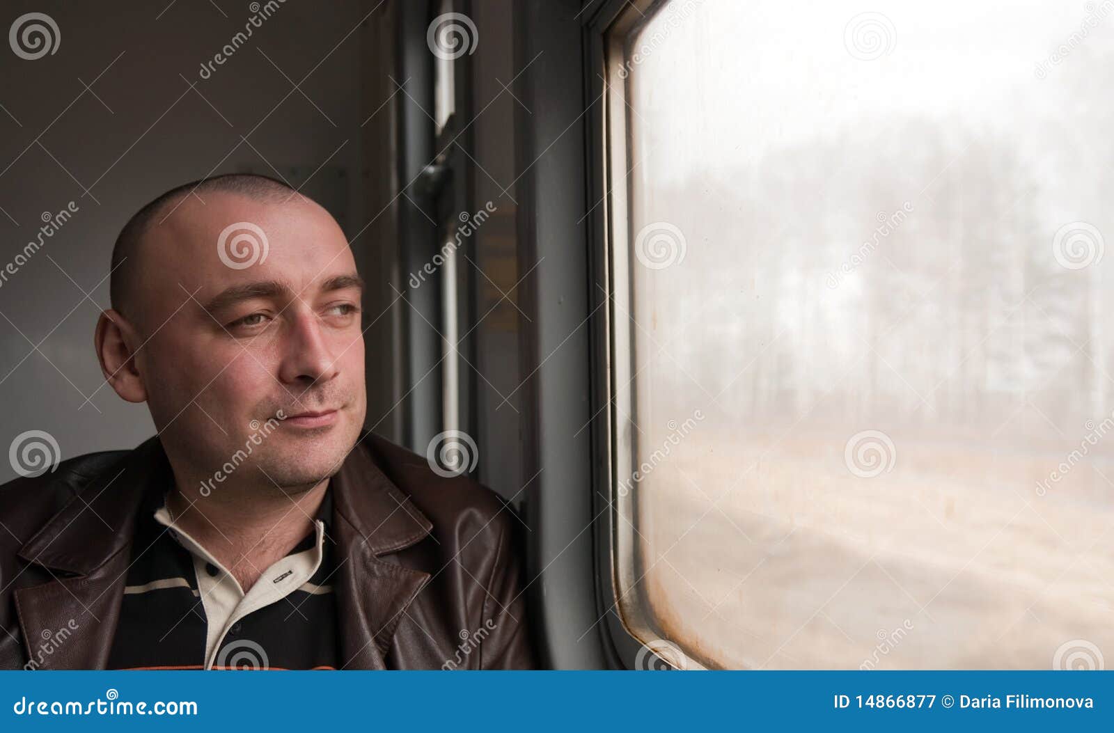 Man Looks Out of the Window Trains Stock Image - Image of indoors ...