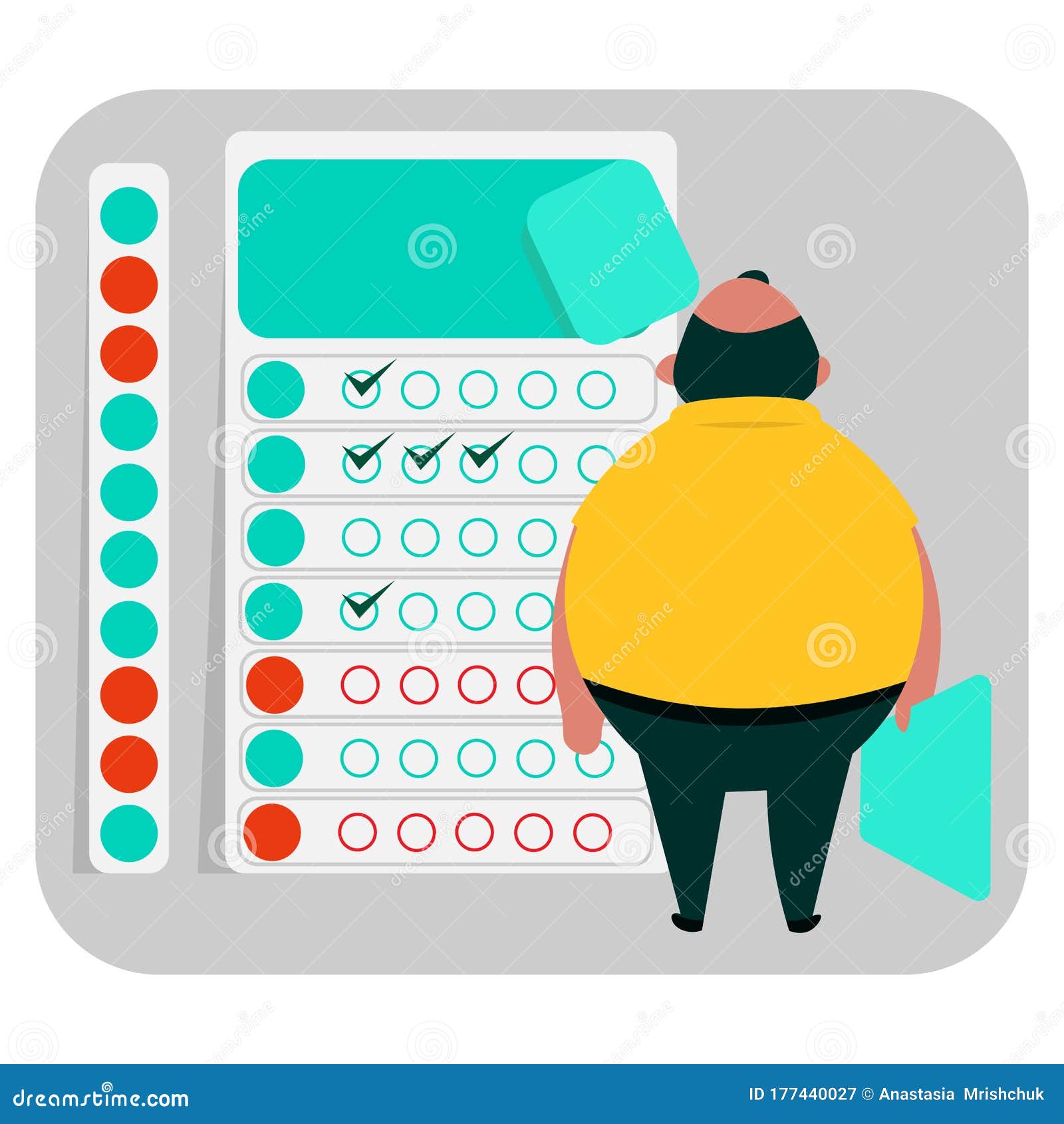 The Man Looks at the Planner. Vector Illustration Stock Illustration ...