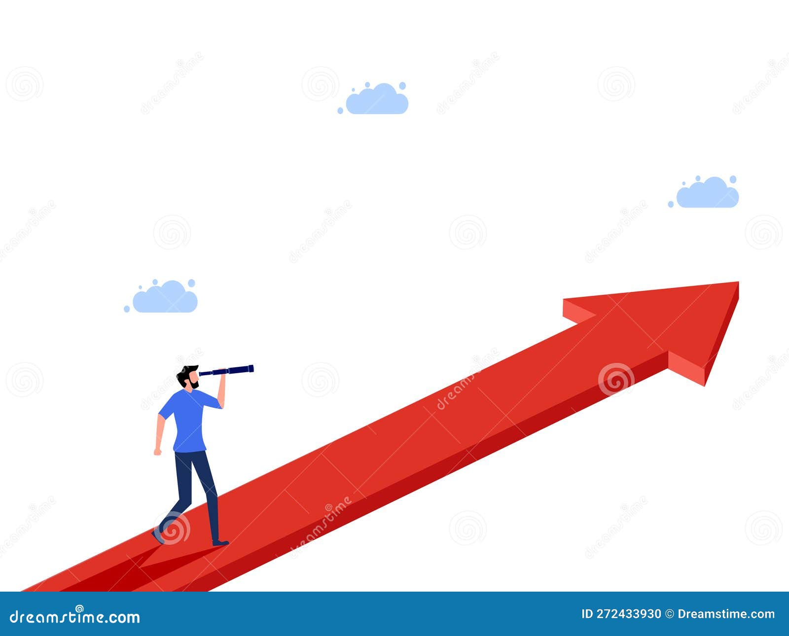 Man Looks at the Progress Arrow. Career Progression and Forecasts for ...