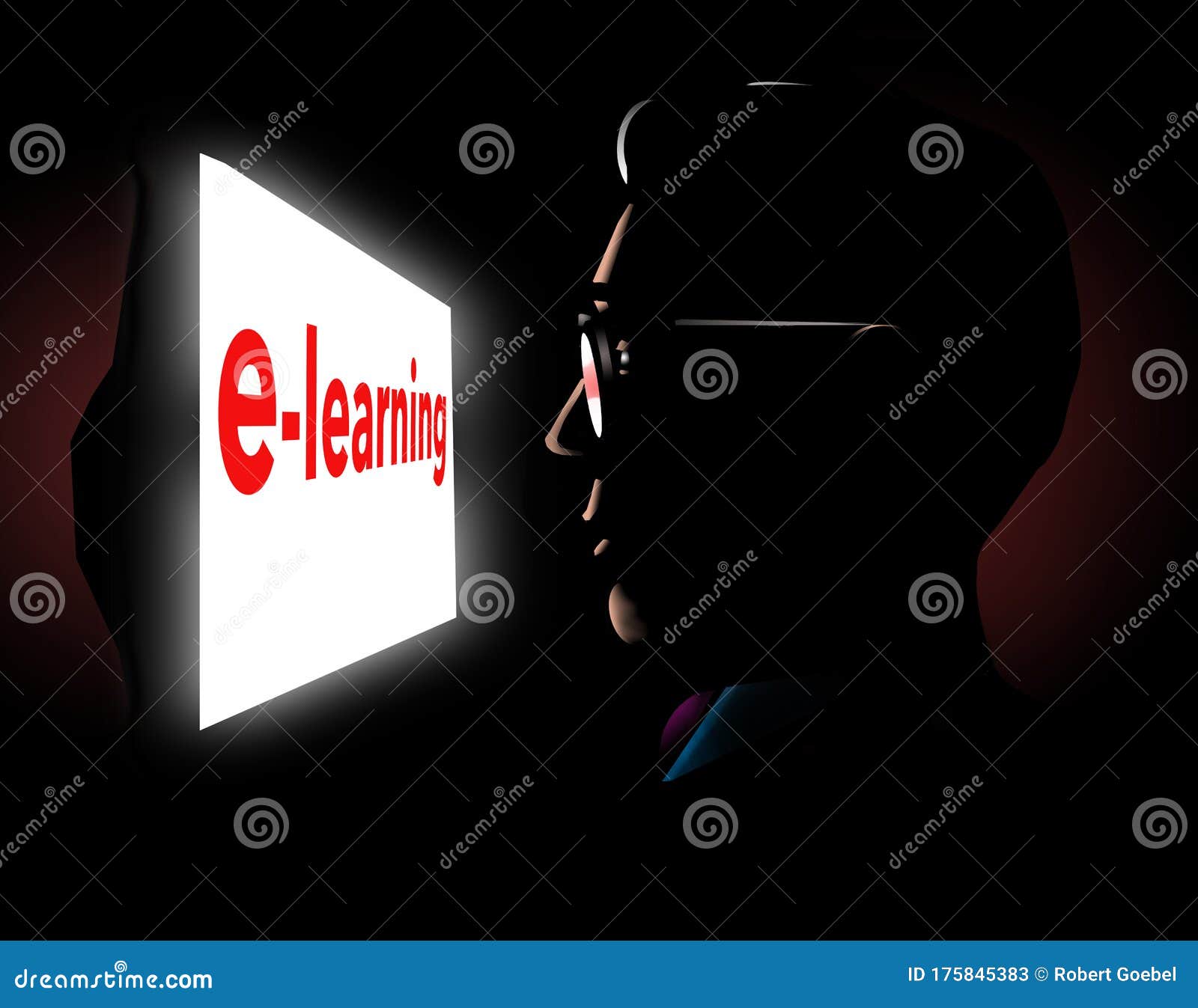 A Man Looks at a Screen with Home Learning Displayed. Stock ...