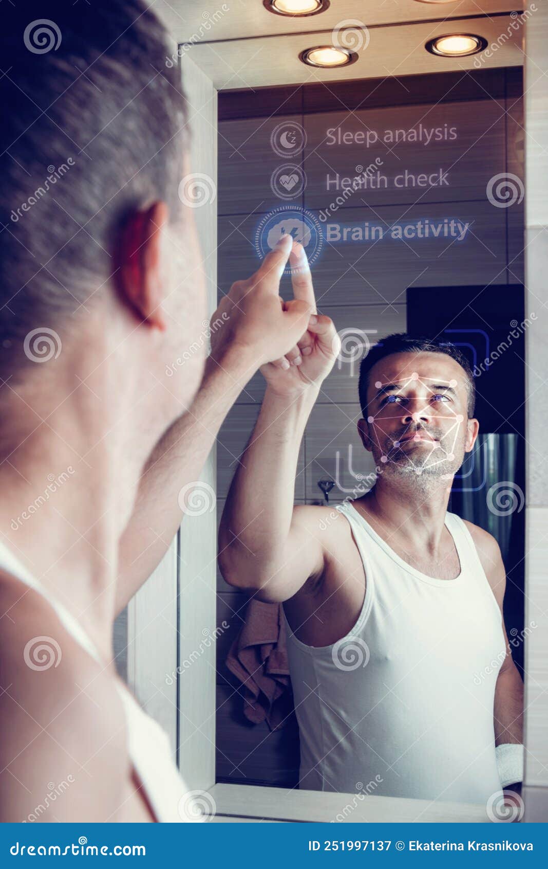 Smart Mirror In Office Restroom Displays Health Info Royalty-Free Stock ...