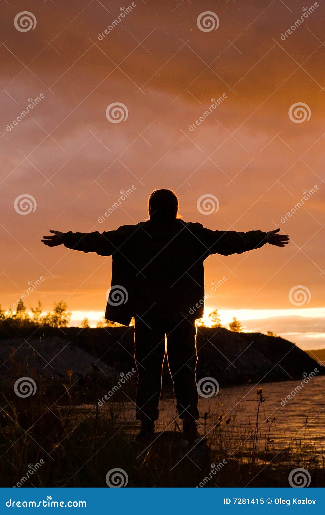 Man looks at sunset stock image. Image of horizon, people - 7281415