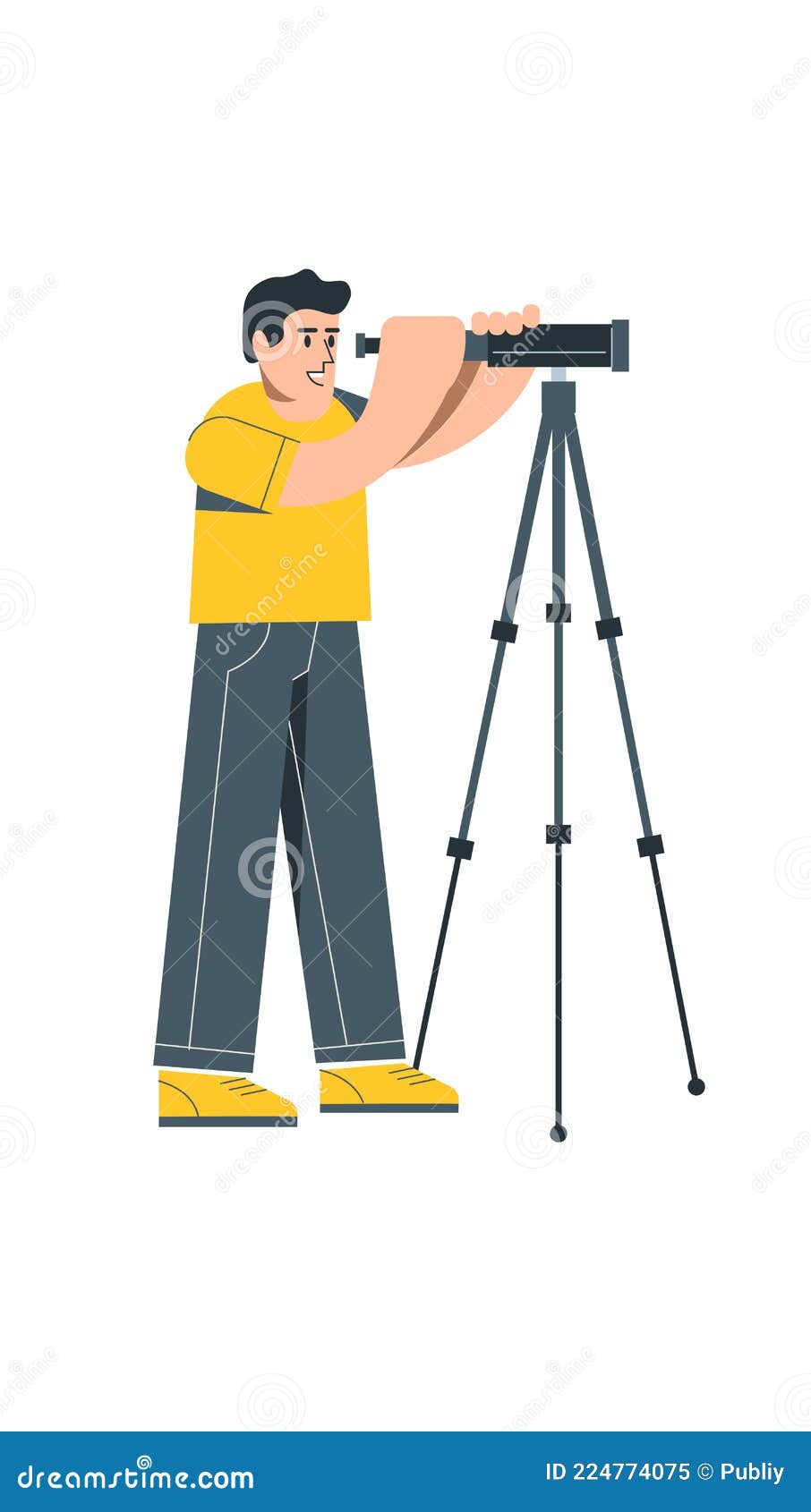 Man Looks through a Telescope. Vector Illustration Stock Vector ...