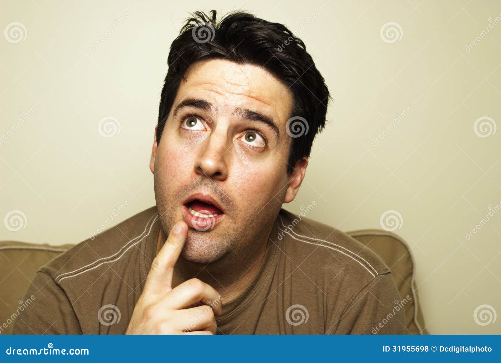 Man looks up contemplating stock photo. Image of guessing - 31955698