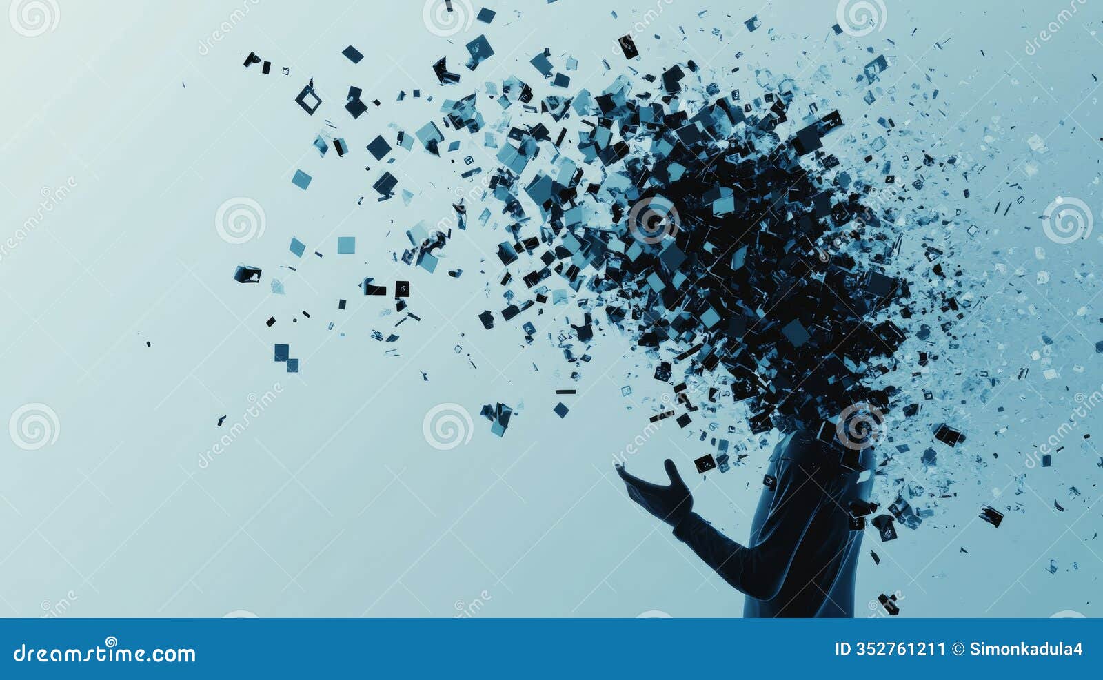 Man Losing His Mind, Dissolving into Data Cubes, Mental Health ...