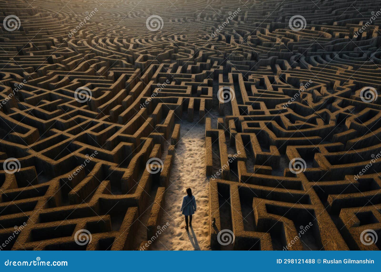 Man Lost in a Complex Maze, Surreal Concept Stock Photo - Image of ...