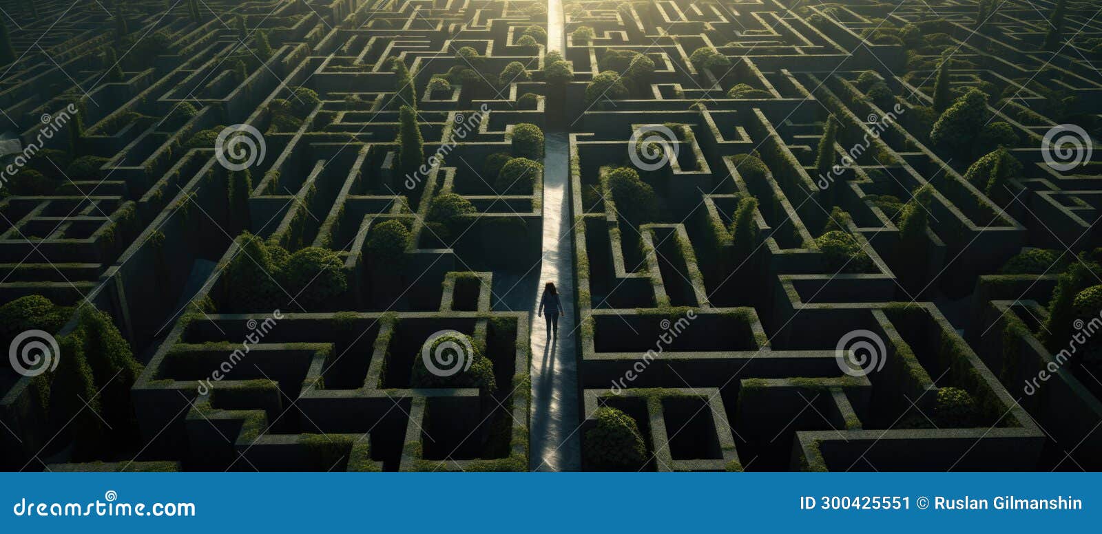 Man Lost in a Complex Maze, Surreal Concept Stock Image - Image of ...