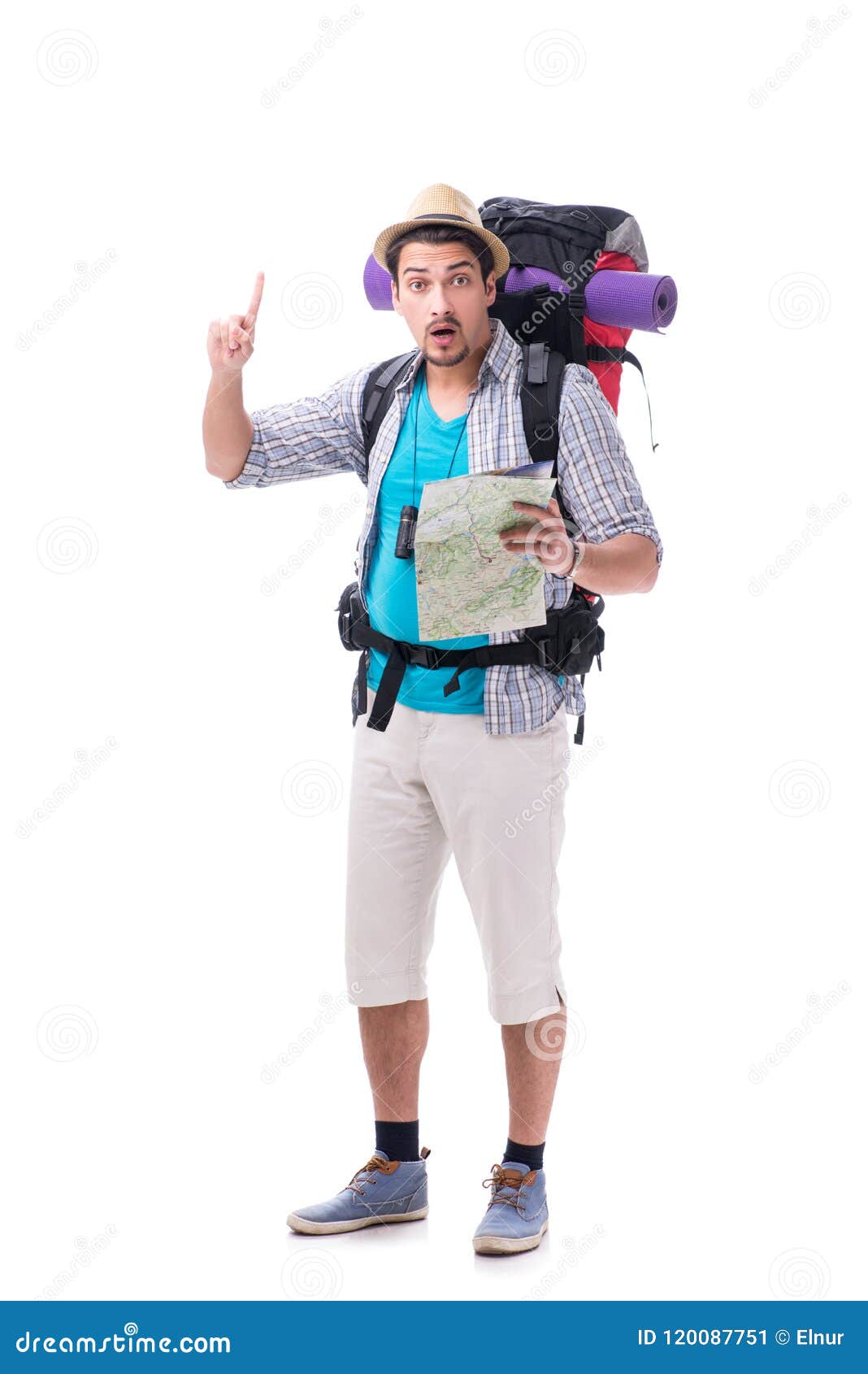 The Man Lost and Looking for Direction with Map on White Stock Image ...