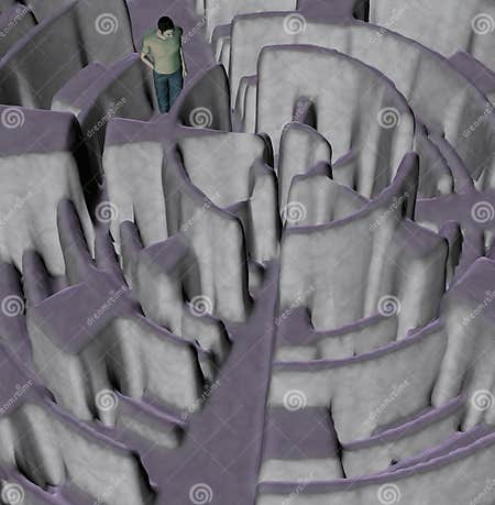Man Lost in Maze Illustration Stock Illustration - Illustration of ...