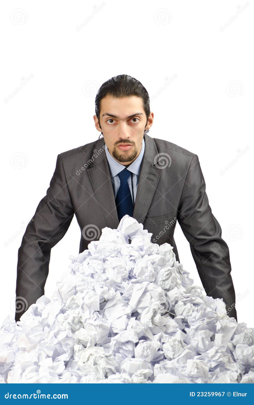 Man with lots of paper stock image. Image of litter, information - 23259967