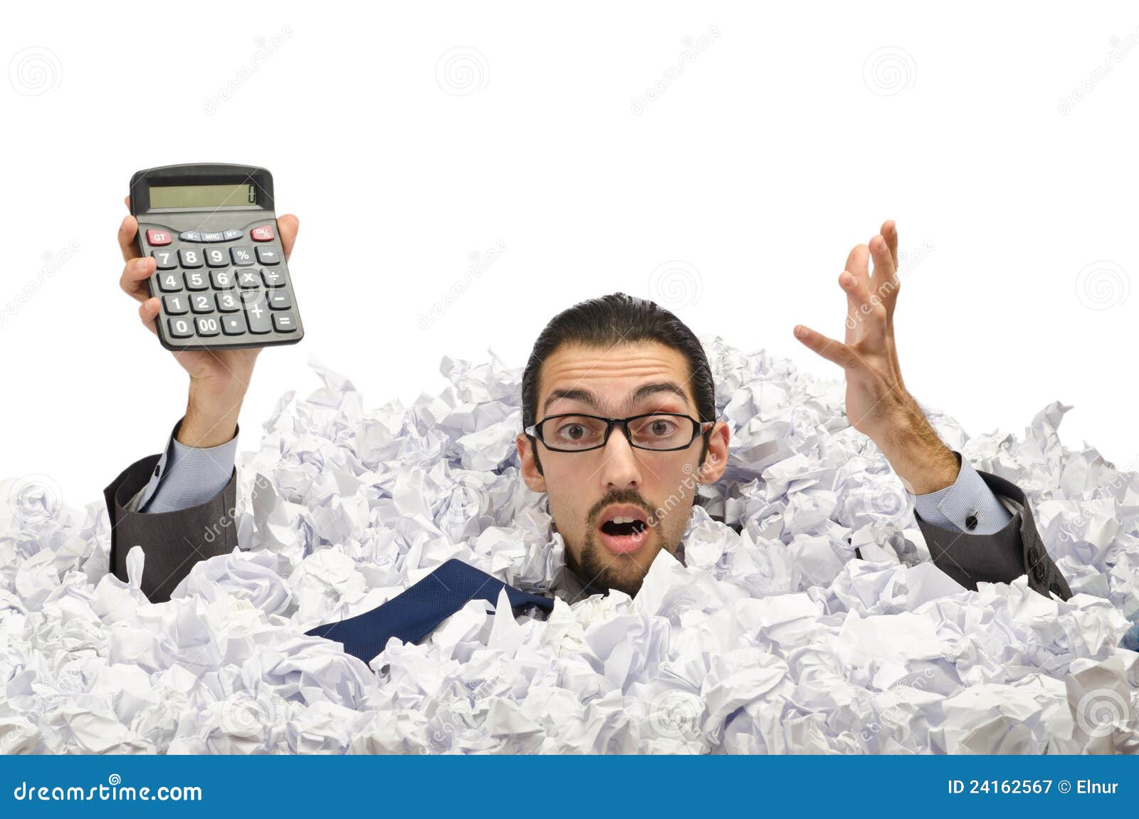 Man with Lots of Waste Paper Stock Image - Image of document, overload ...