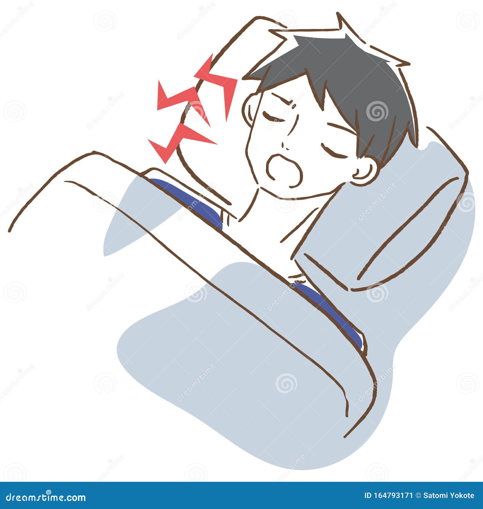 A man with a loud snoring stock vector. Illustration of night - 164793171