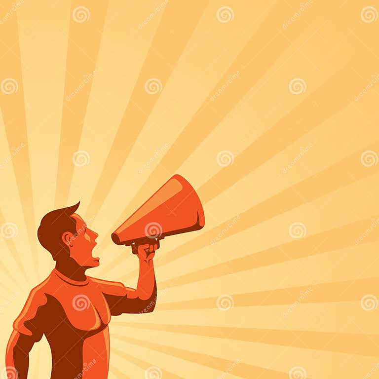 Man with Loudspeaker stock vector. Illustration of copy - 23589117