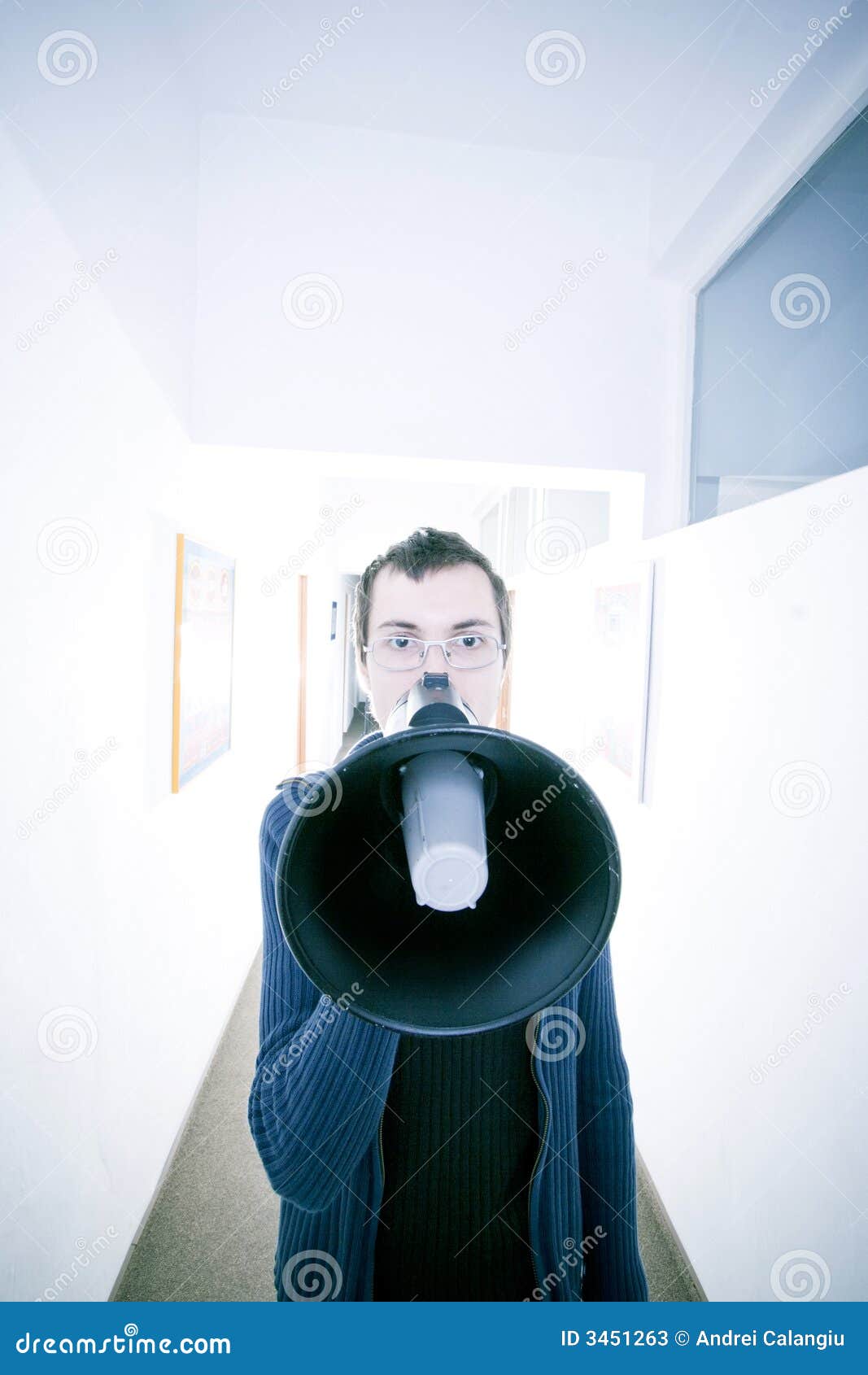 Man with loudspeaker stock image. Image of clerk, young - 3451263