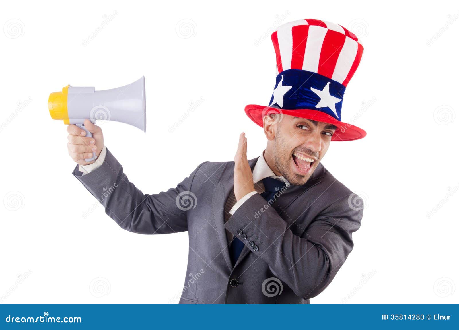 Man with loudspeaker stock photo. Image of announcing - 35814280