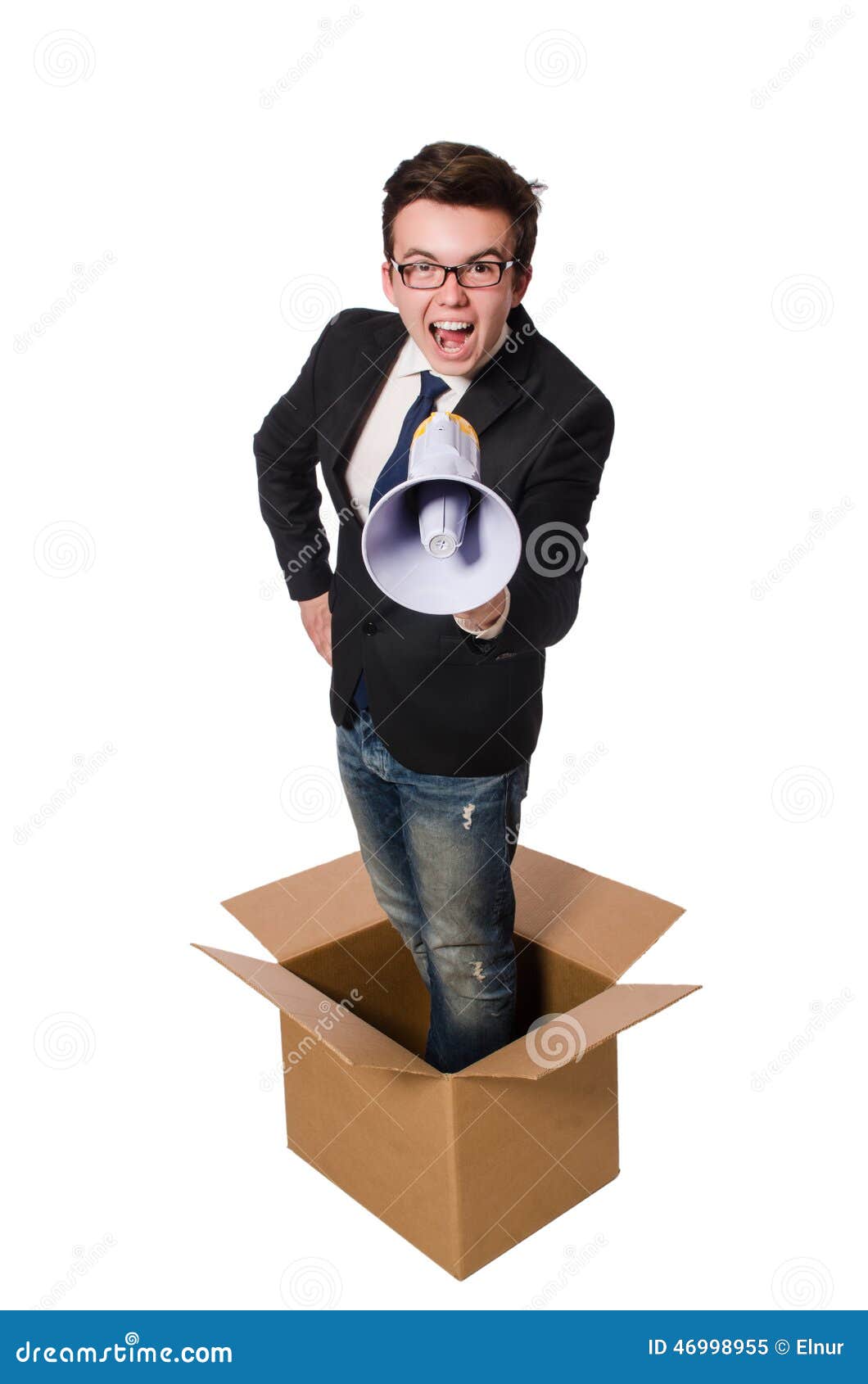 Man with loudspeaker stock image. Image of holding, amplifier - 46998955