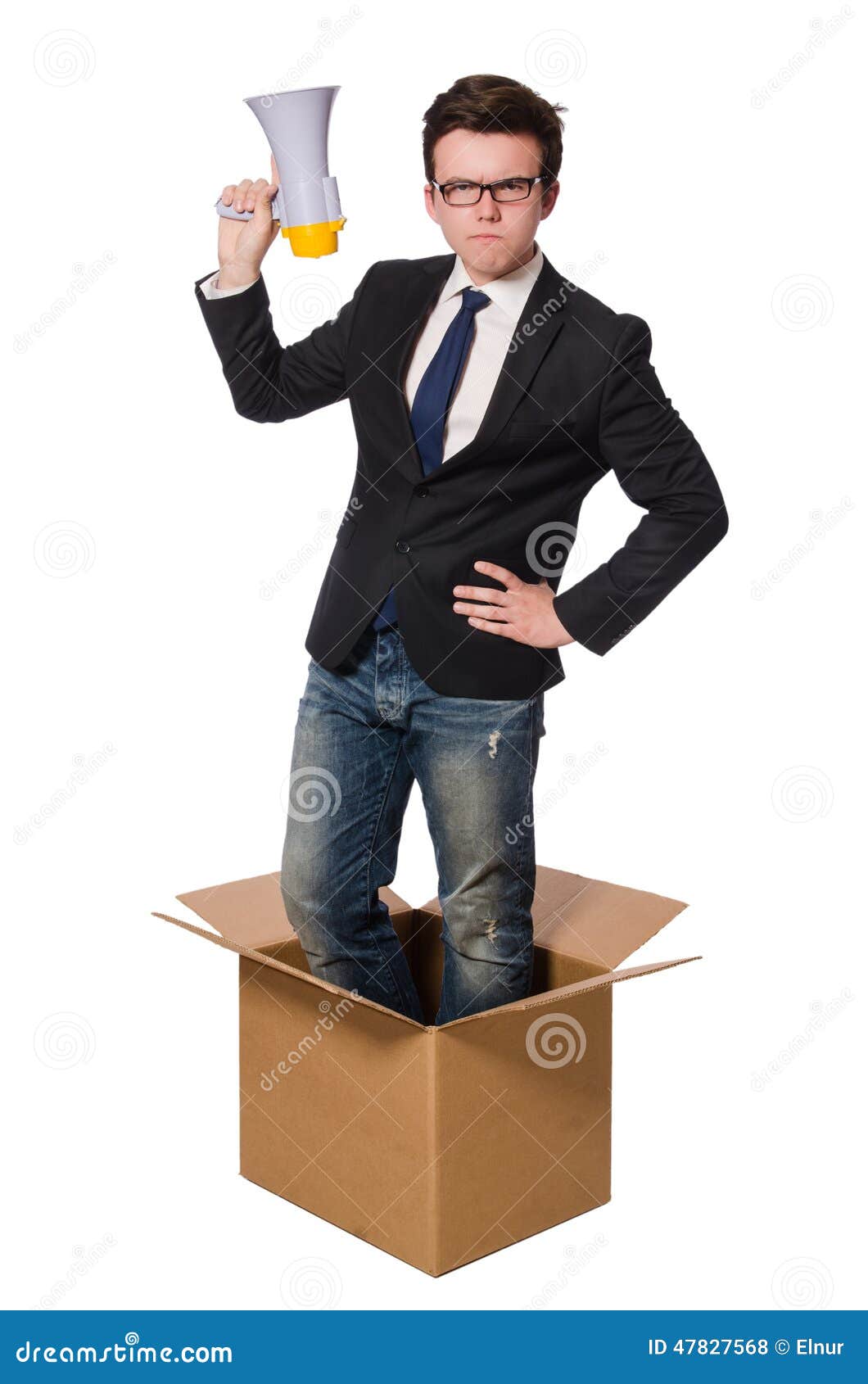 Man with loudspeaker stock photo. Image of outside, loudspeaker - 47827568