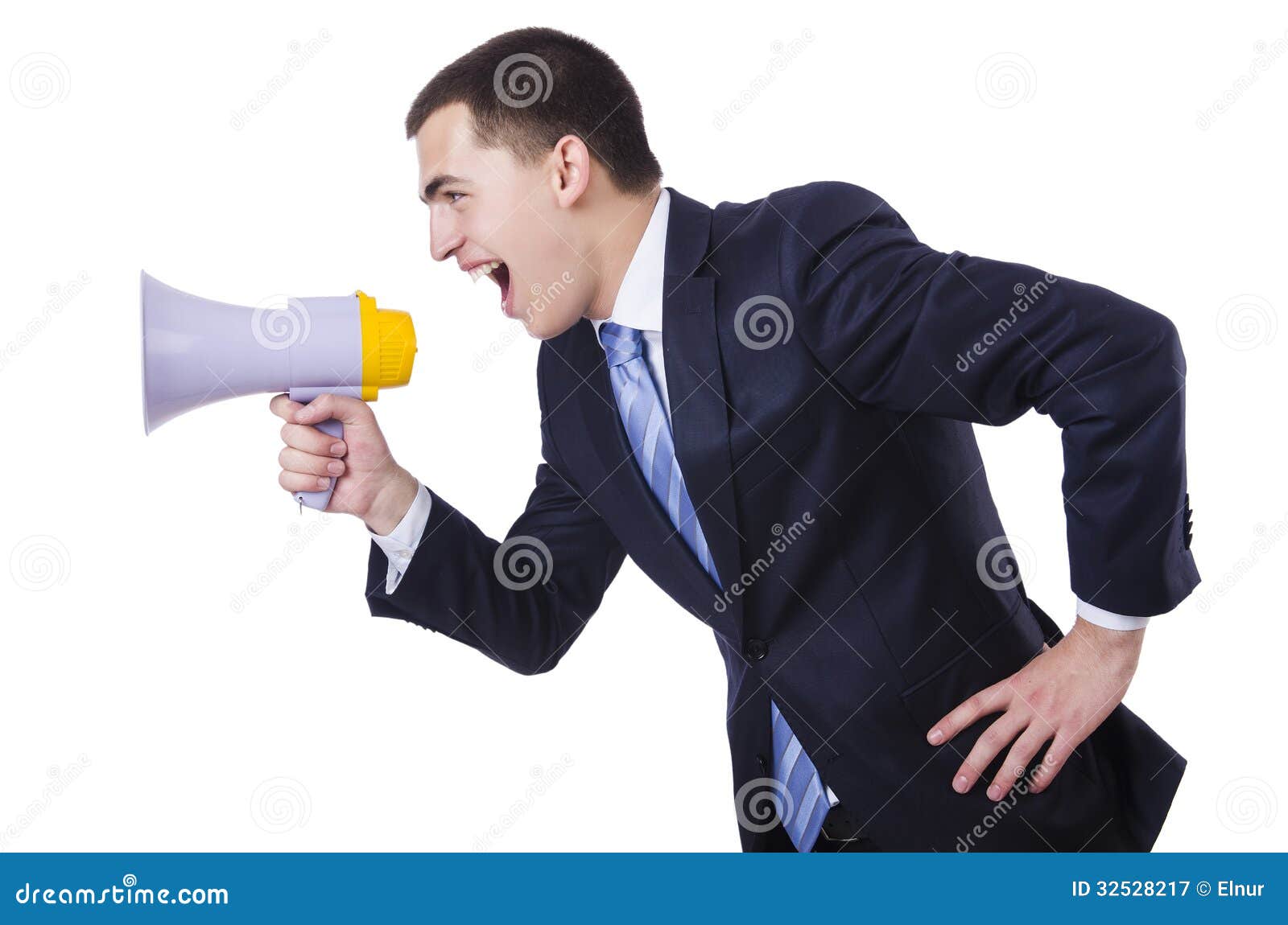 Man with loudspeaker stock image. Image of career, megaphone - 32528217