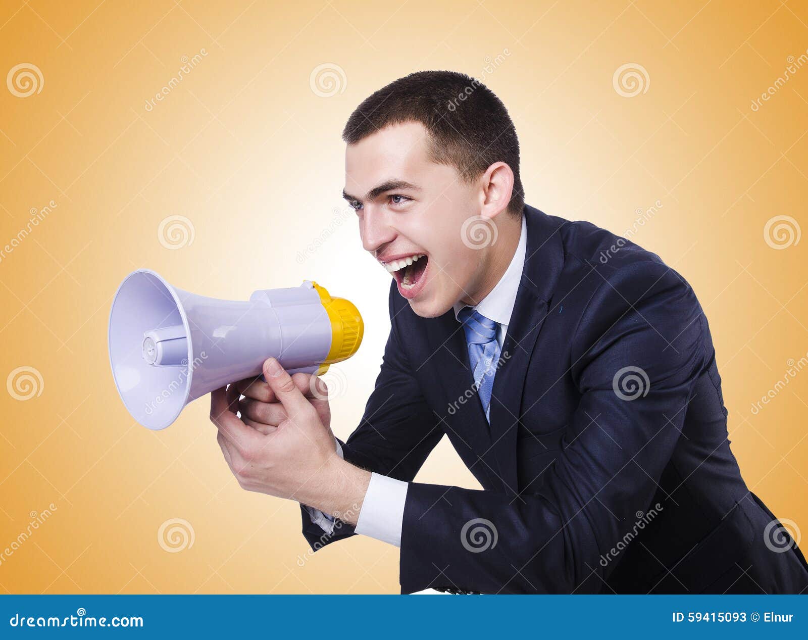 Man with Loudspeaker Isolated on White Stock Image - Image of person ...
